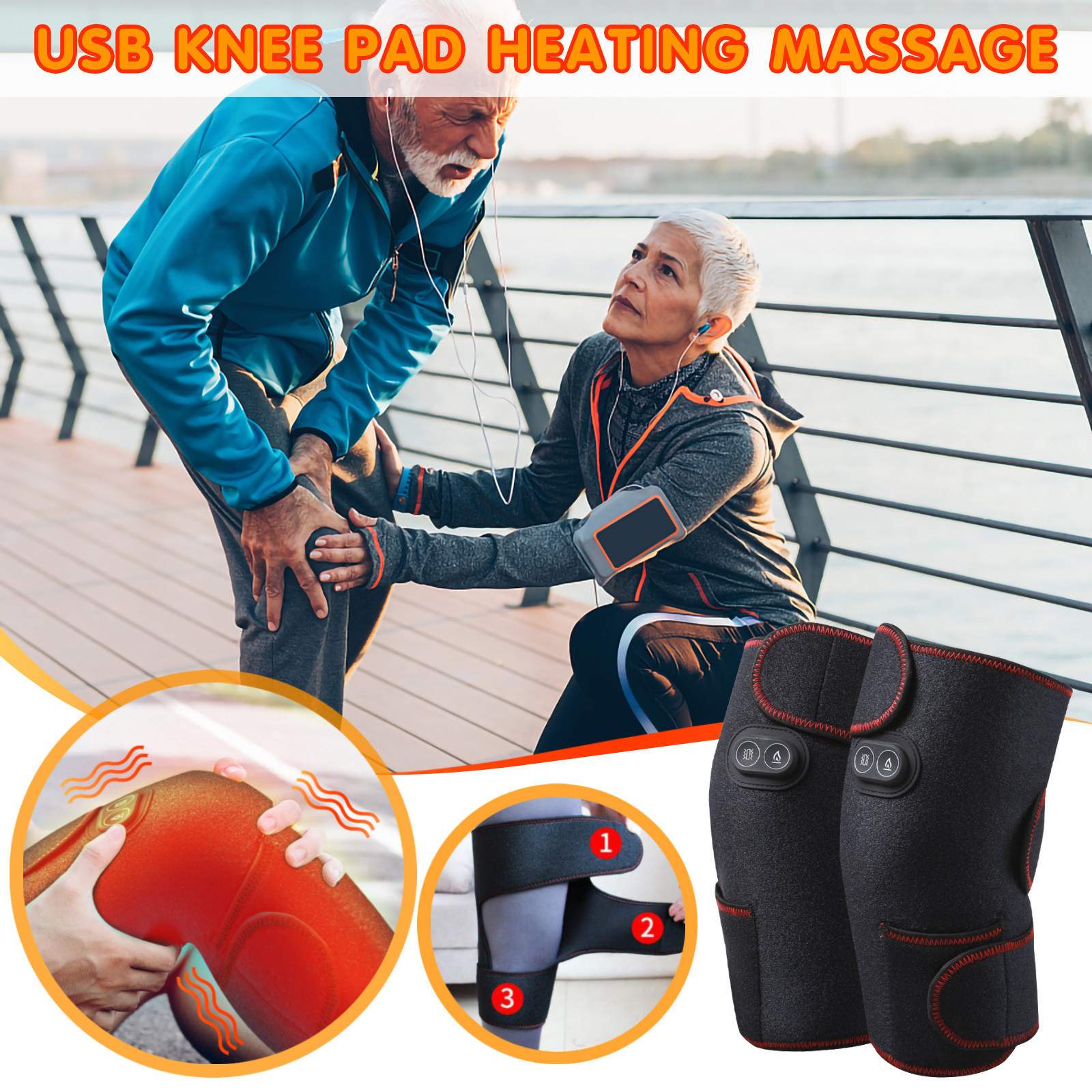 Heated Massage Knee Pad, Vibration Therapy Knee Pad, 3-Mode Heating ...