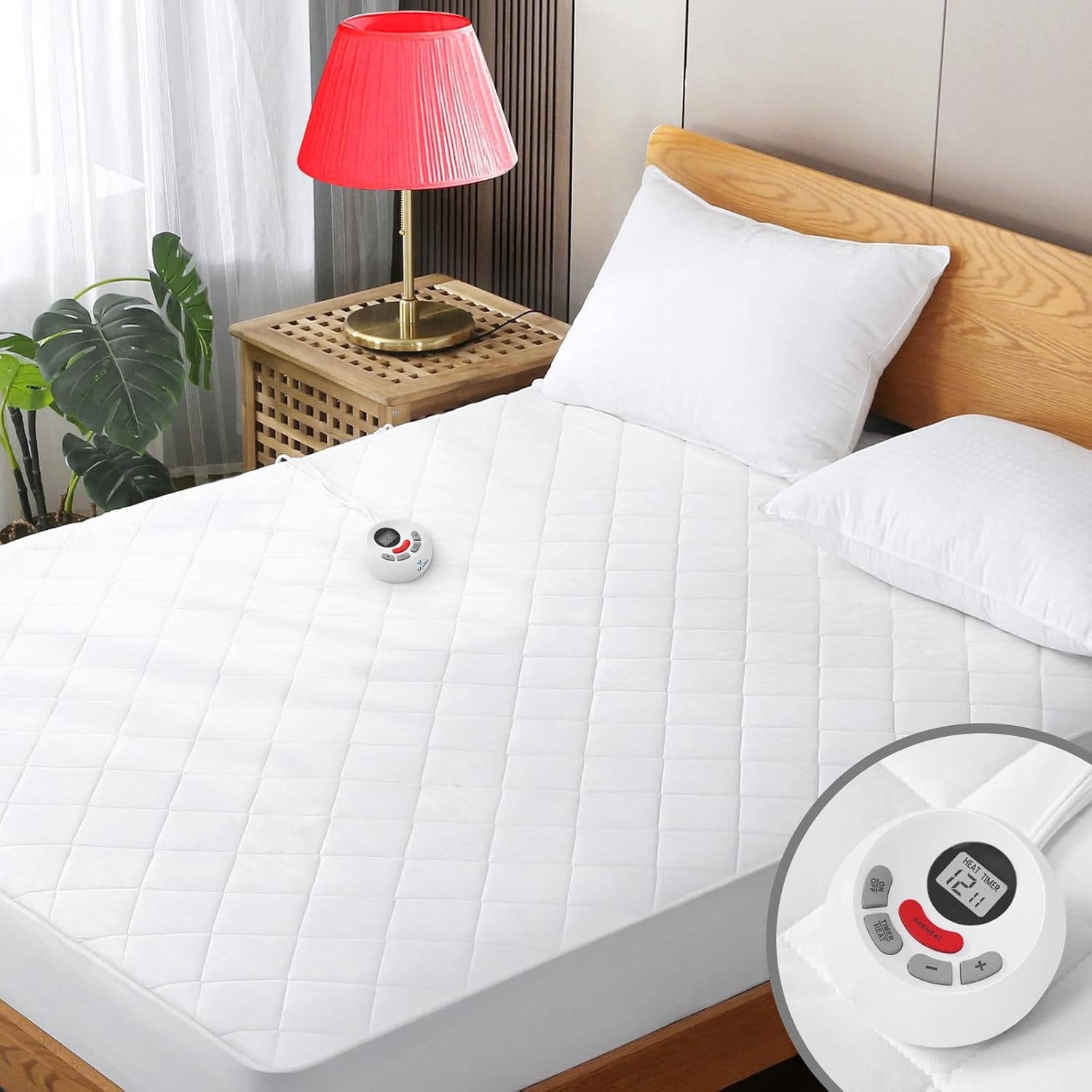 Heated Mattress Pad Full Size Quilted Heating Electric Bed Warmer ...