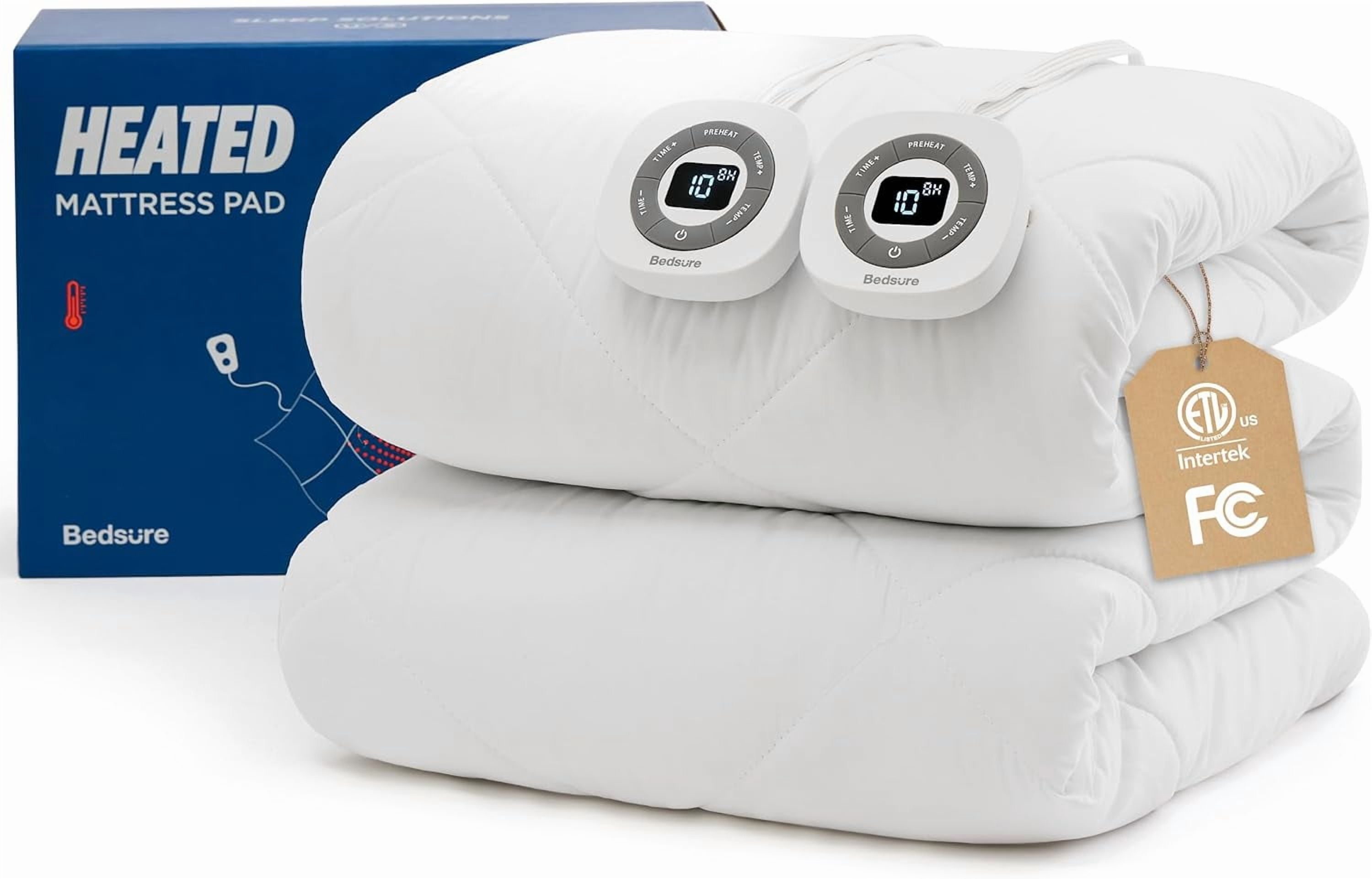 Heated Mattress Pad Queen - Bed Warmer with Memory & Preheat Functions ...