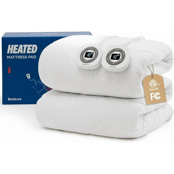 Heated Mattress Pad Queen - Bed Warmer with Memory & Preheat Functions ...