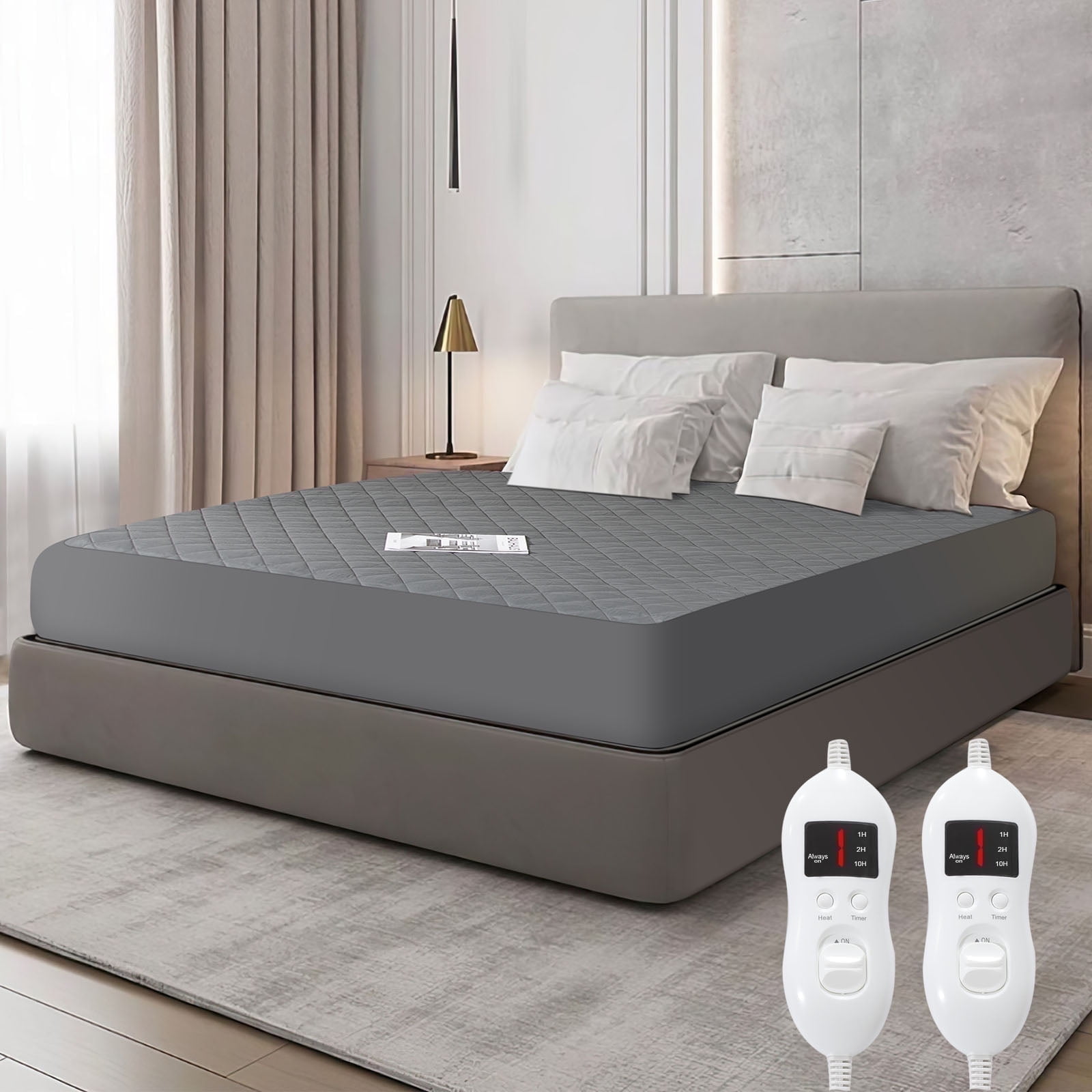 Heated Mattress Pad Queen Size, Heated Blanket, Diamond Pattern, 60" x 80", Electric Mattress ...