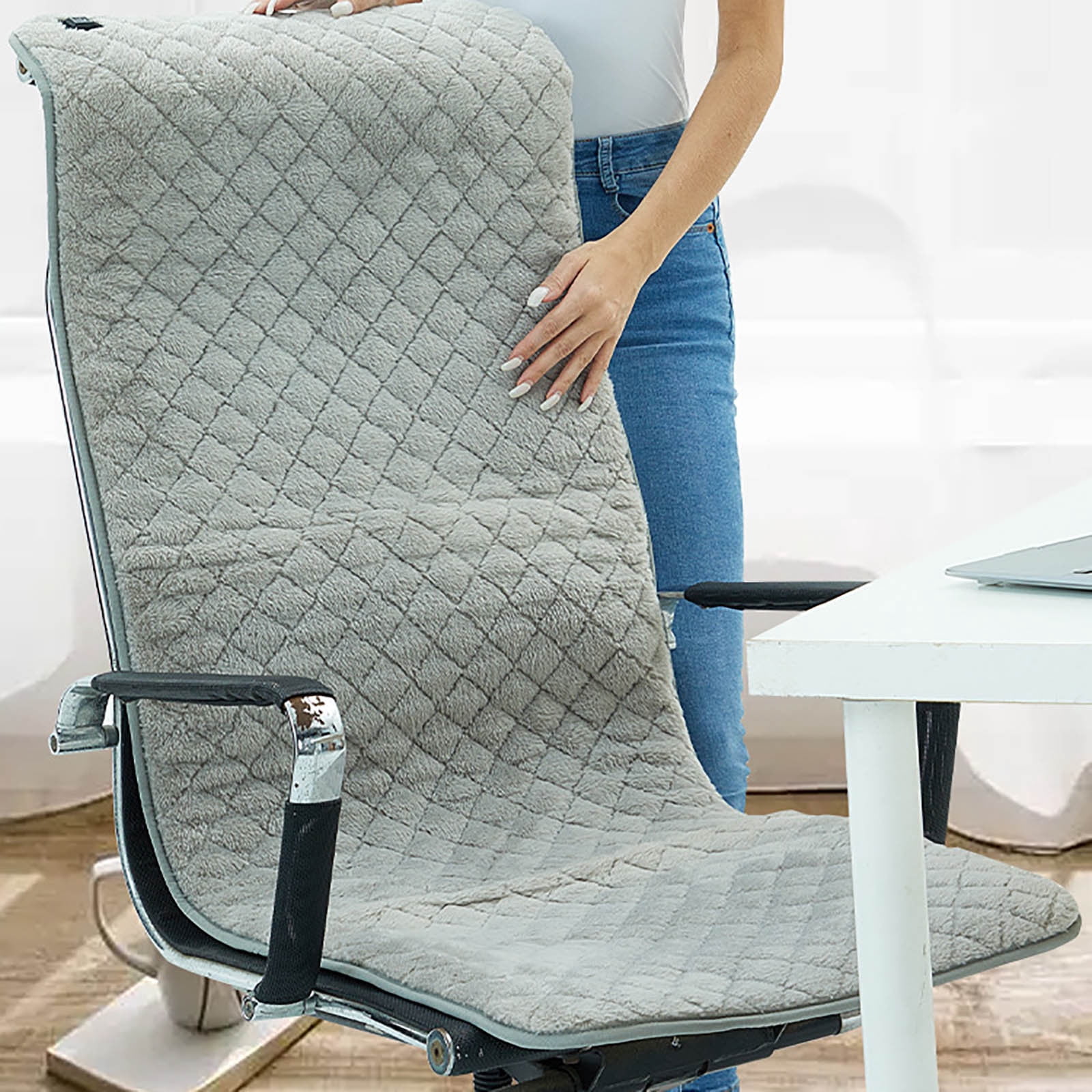 Heated Office Chair Cushion with Lumbar Warmer, USB Powered Seat and ...