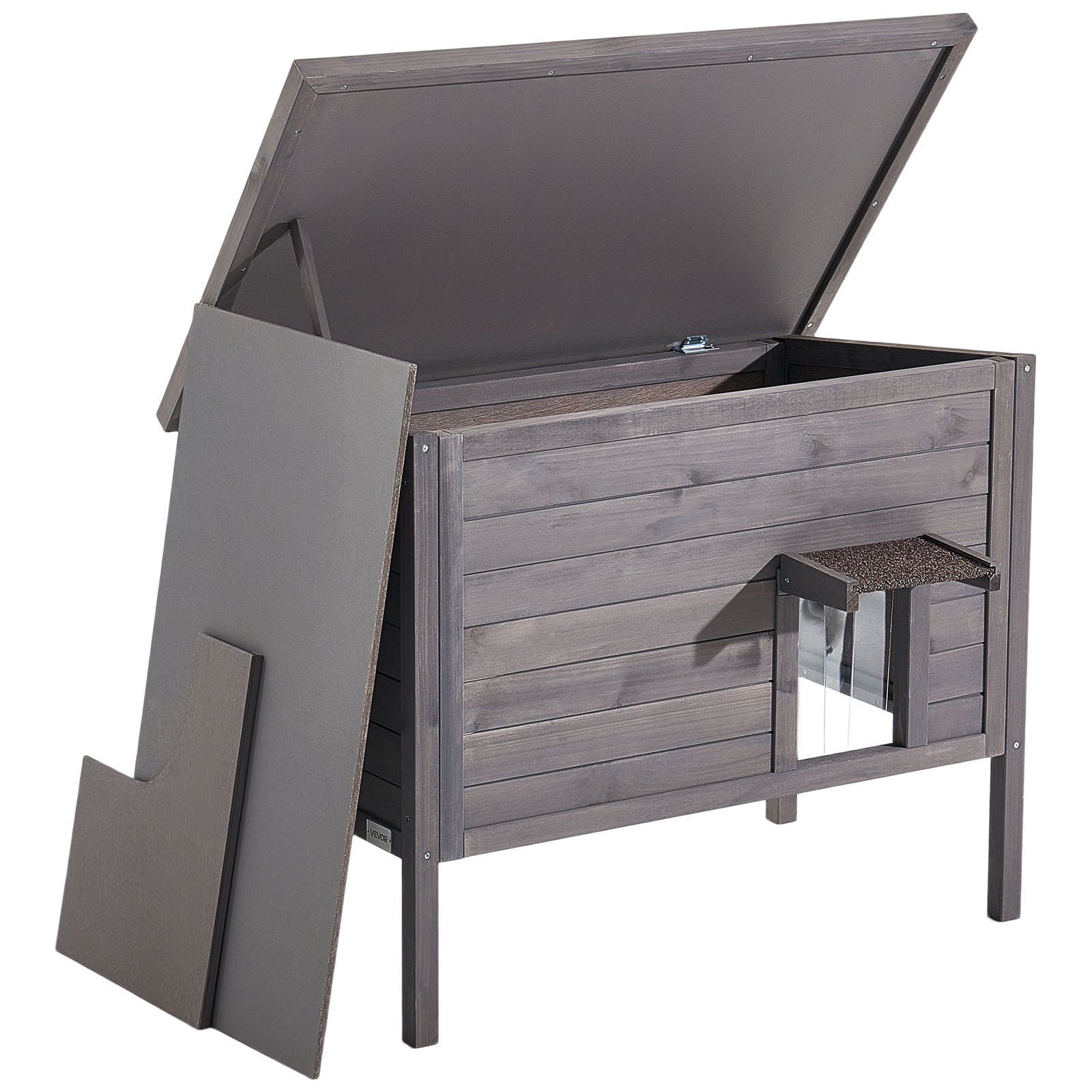 Heated Outdoor Cat House, Insulated Wooden Shelter for Feral Cats with ...