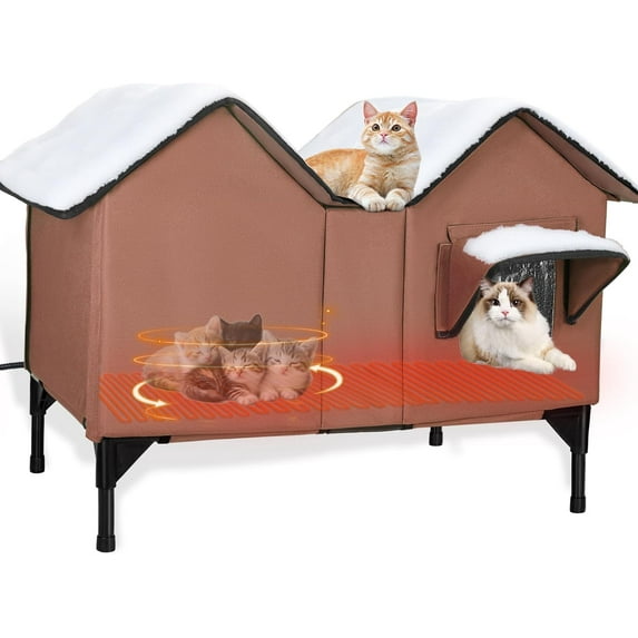 Heated Outdoor Cat House Weatherproof for Winter - Extra Large Heated ...
