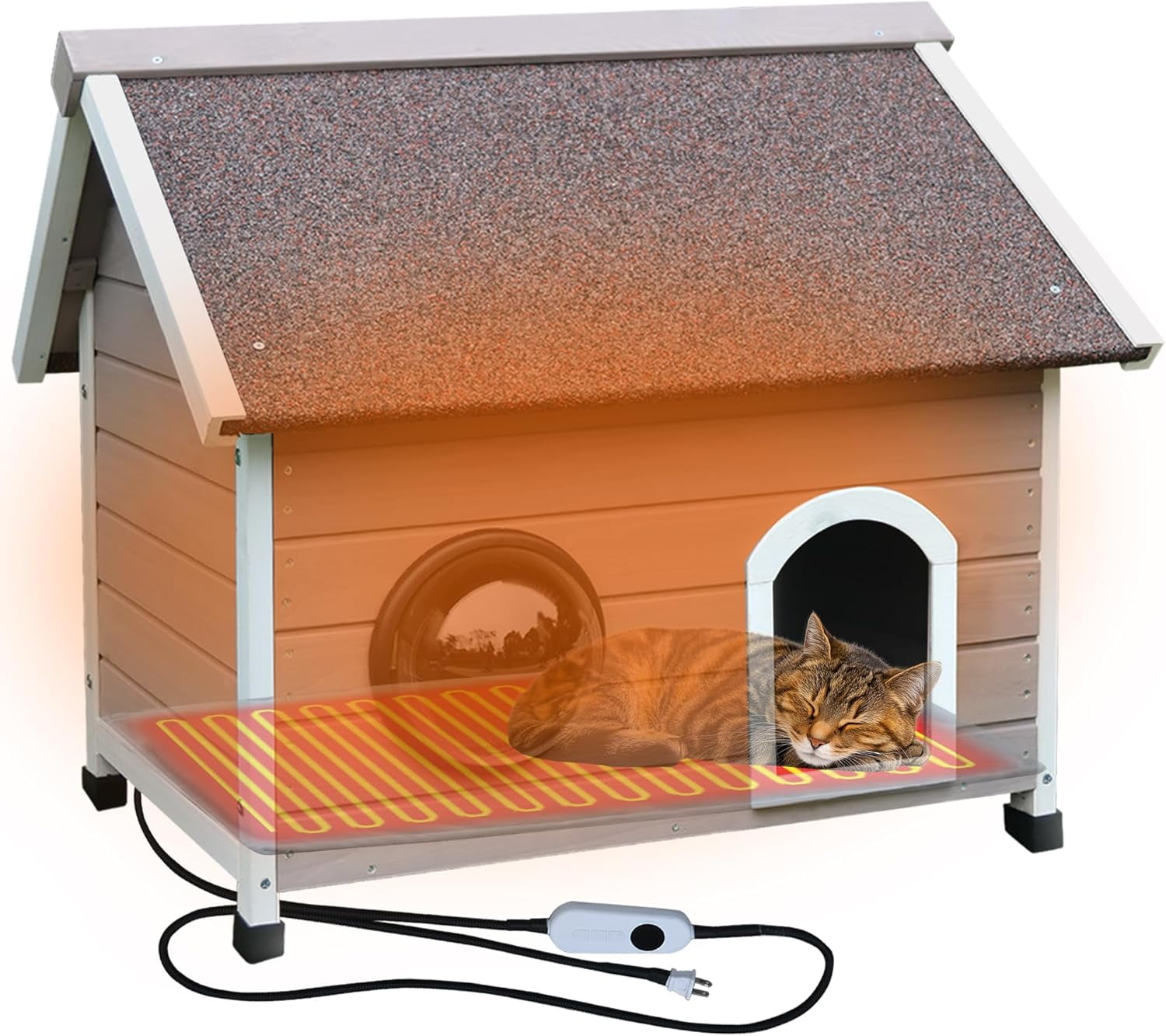 Heated Outdoor House, Weatherproof Heated House for Outside Cats Winter ...