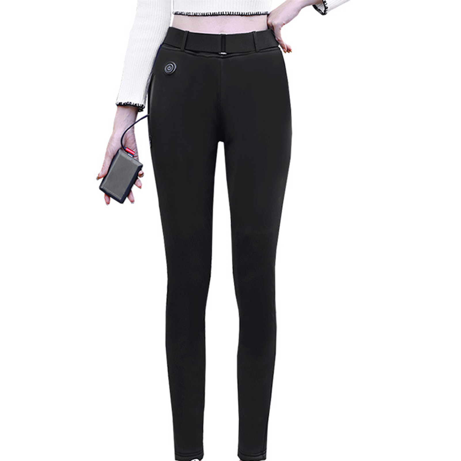 Heated Pants For Women Elastic High Waist Slim Belt Trousers Heating ...