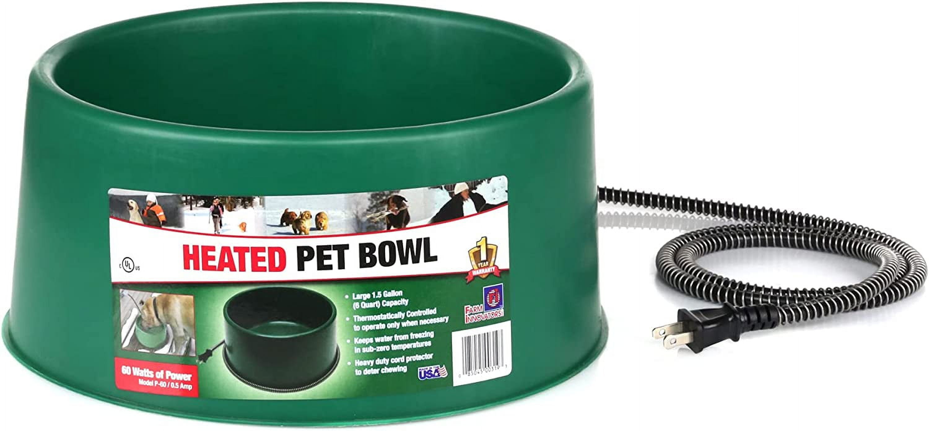 Heated Pet Water Bowl, 60W Heated Water Dish - 1.5 Gallon Plastic ...