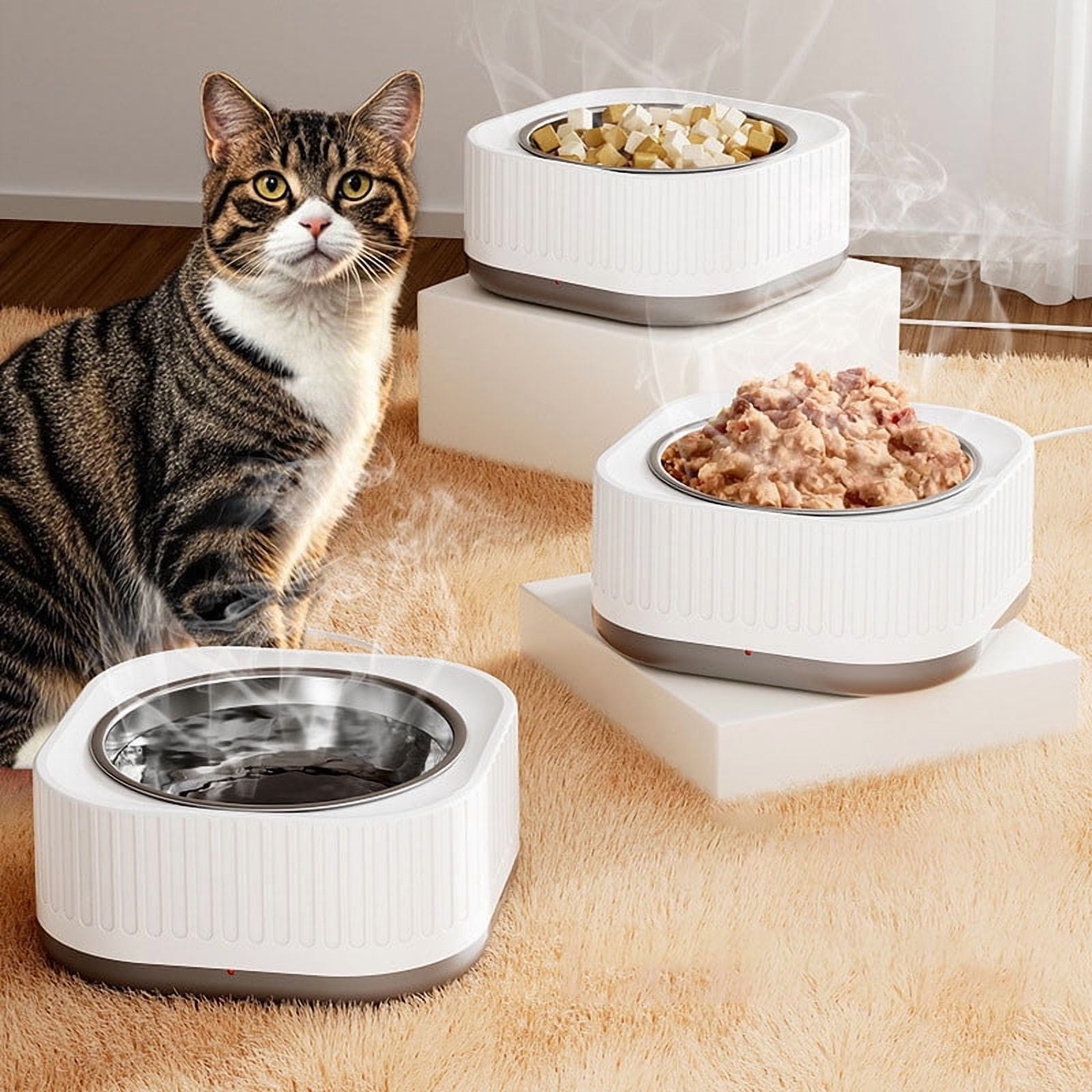 Heated Pet Water Bowl with Temperature Control - Adjustable Warm Water ...