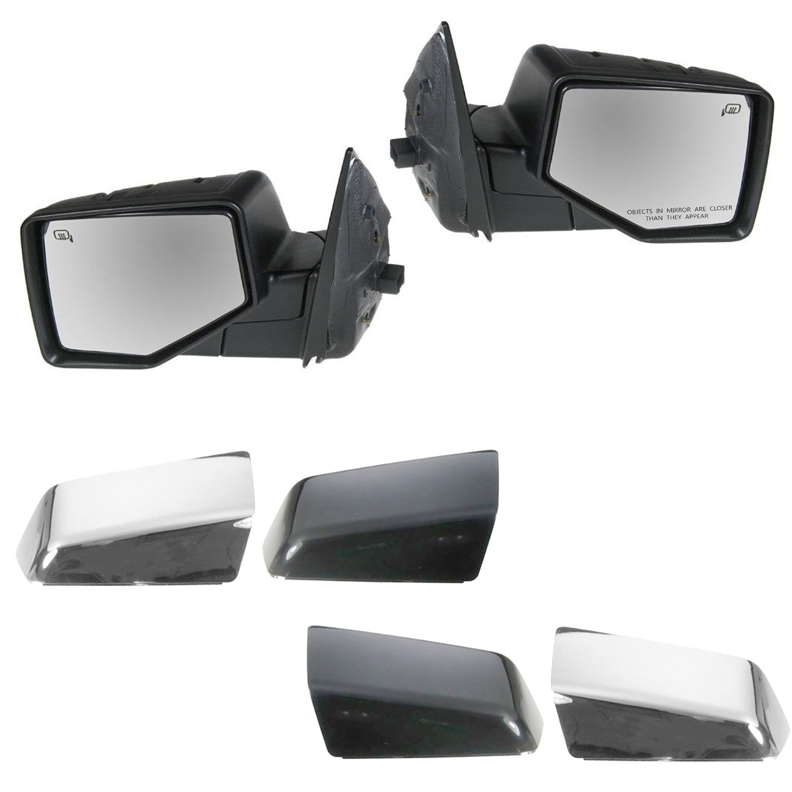 Heated Power Puddle Light Side Mirrors w/ Chrome & Caps Pair for ...