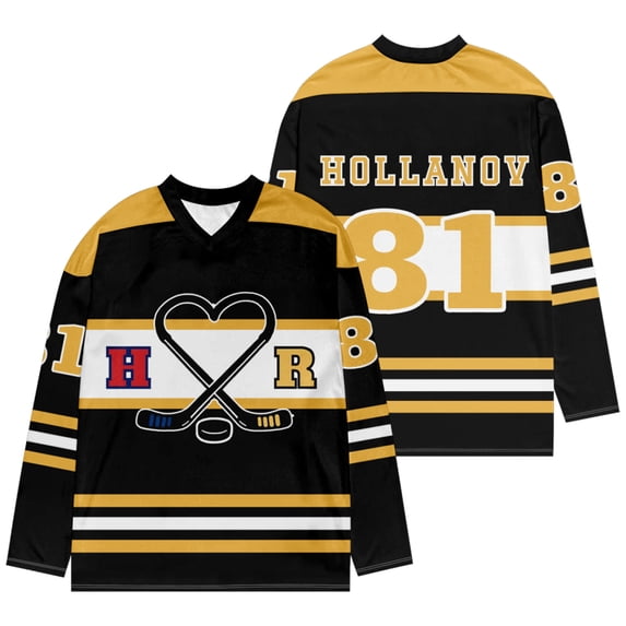 Heated Rivalry Hollanov Hockey Jersey V-Neck Long Sleeve T-shirt Women ...