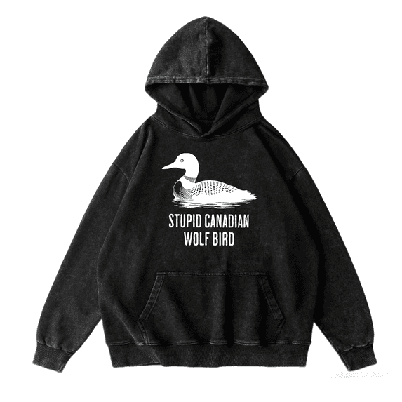 Heated Rivalry Stupid Canadian Wolf Bird Washed Cotton Hoodie Unisex ...