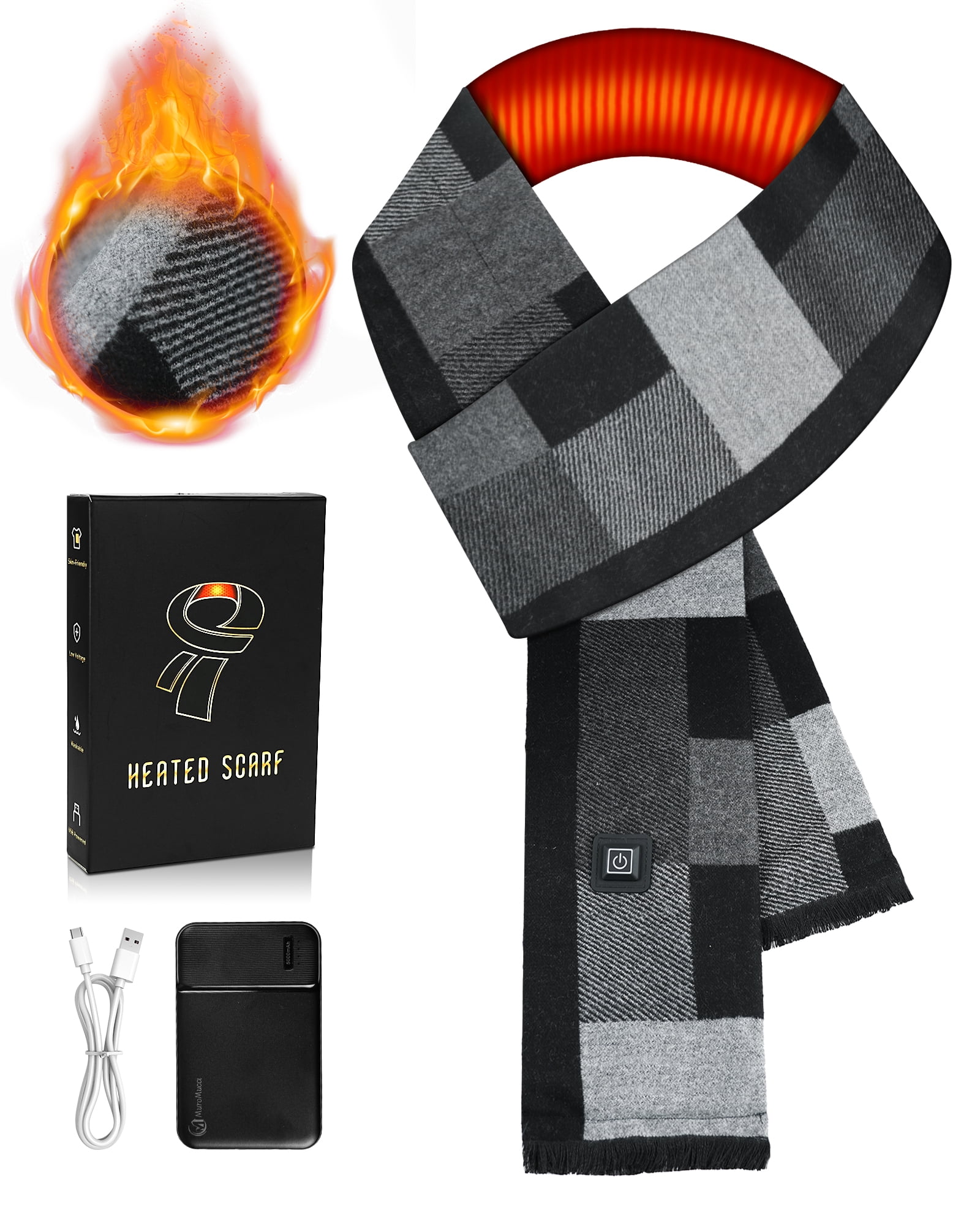 Heated Scarf for Women/Men,Electric Heating Neck Scarf with ...