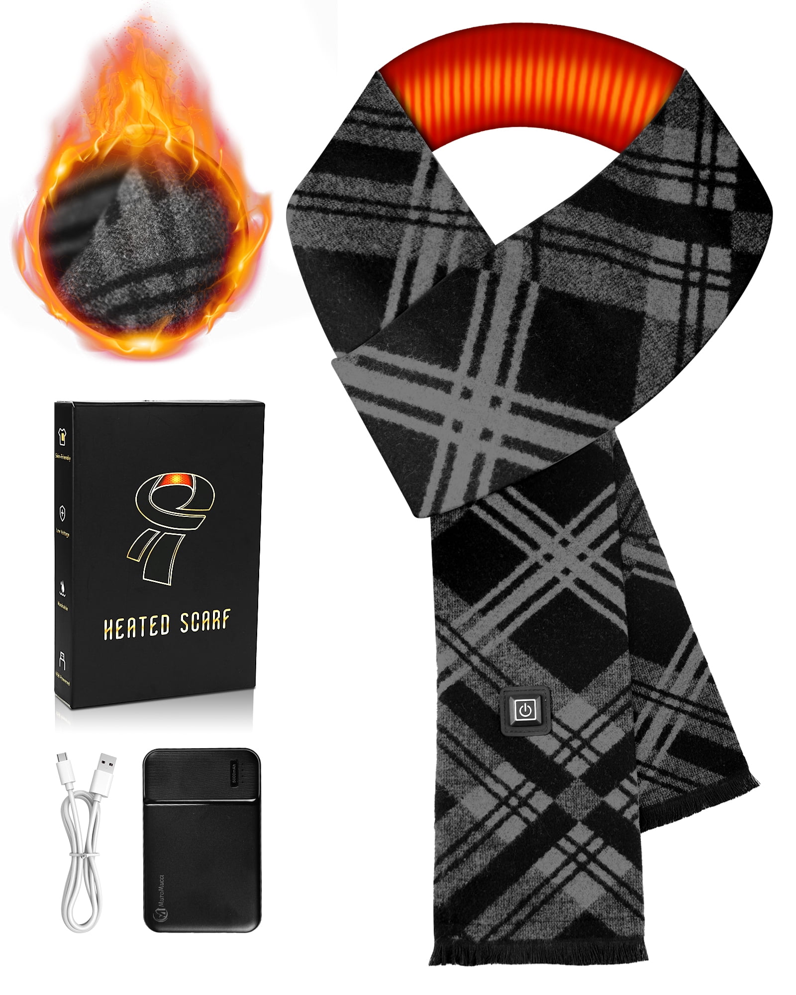 Heated Scarf for Women/Men,Electric Heating Neck Scarf with ...