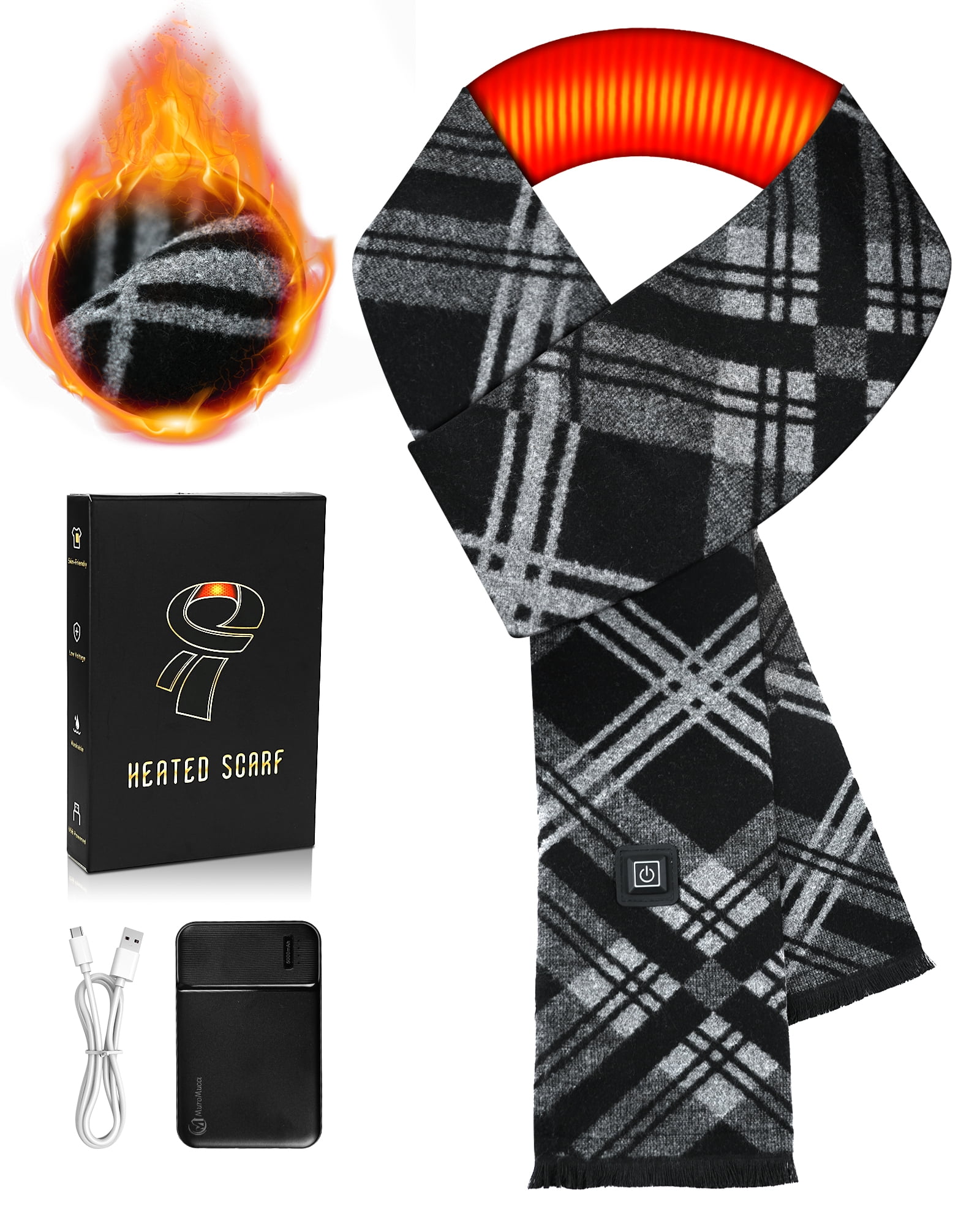 Heated Scarf for Women/Men,Electric Heating Neck Scarf with ...