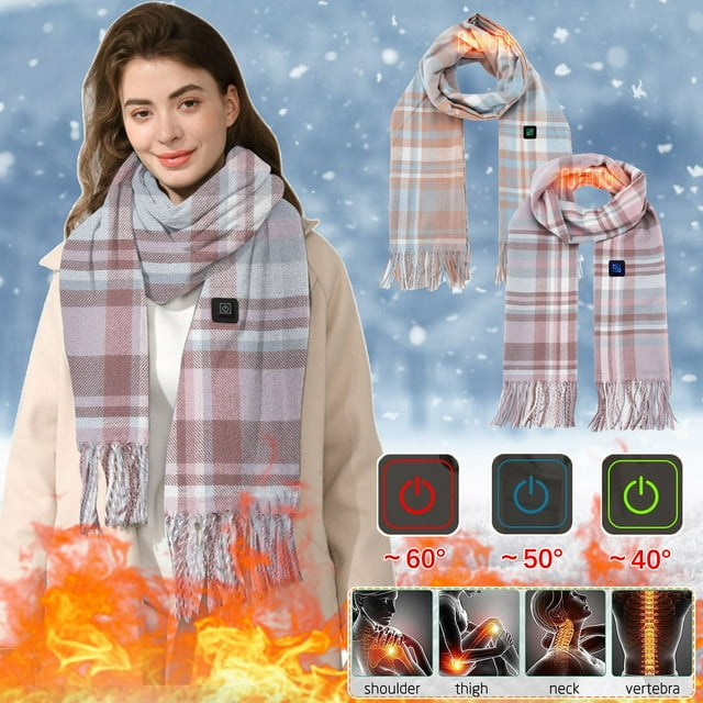 Heated Scarf for Women Rechargeable Neck Warmer, Winter Scarf for Cold Weather Soft Warm Scarf ...