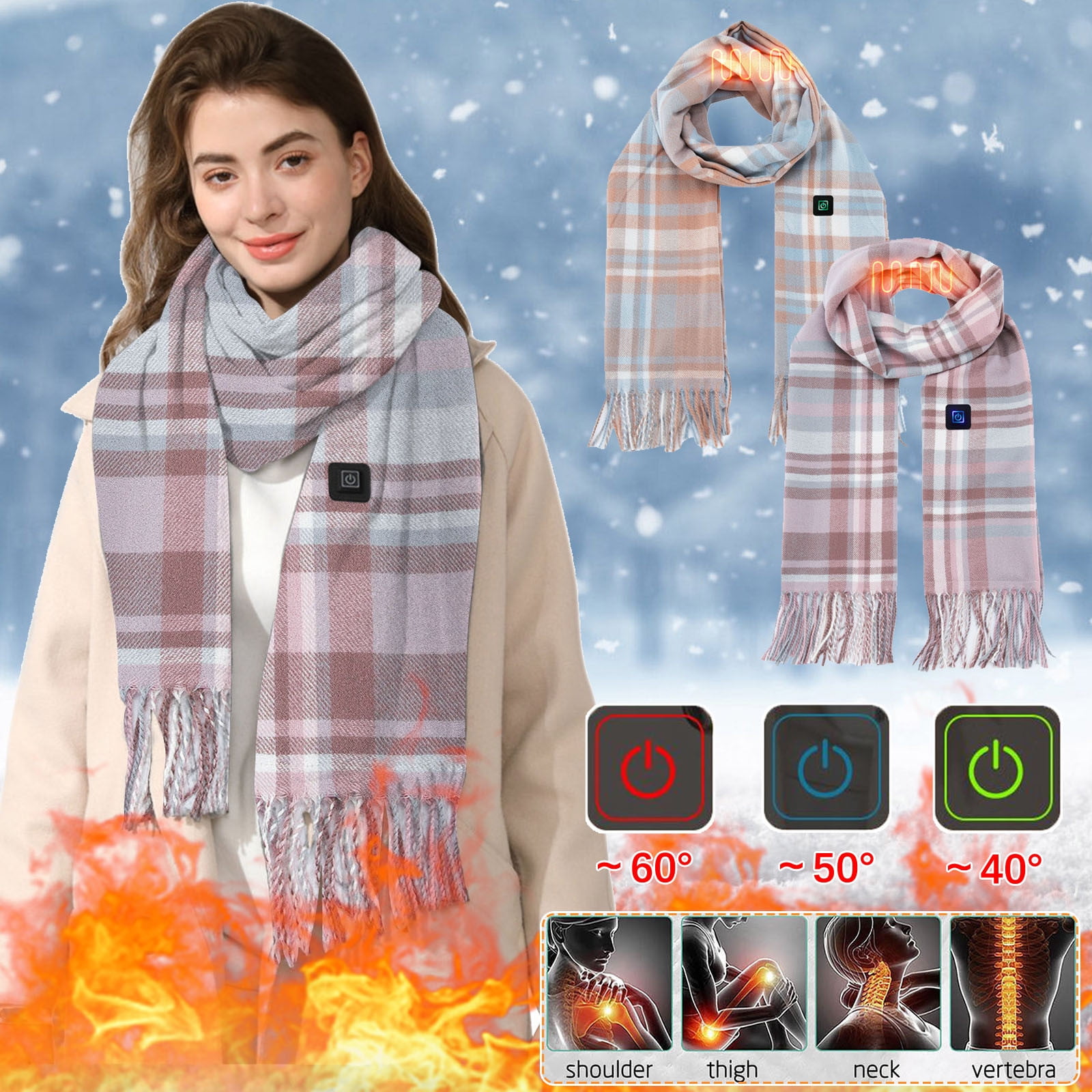 Heated Scarf for Women Rechargeable Neck Warmer, Winter Scarf for Cold ...
