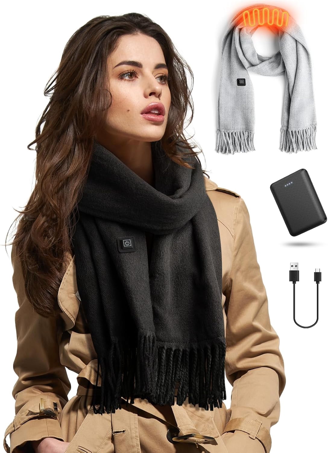 POSGEE Heated Scarf for Women Men,Rechargeable Neck Warmer with 5500mAh ...