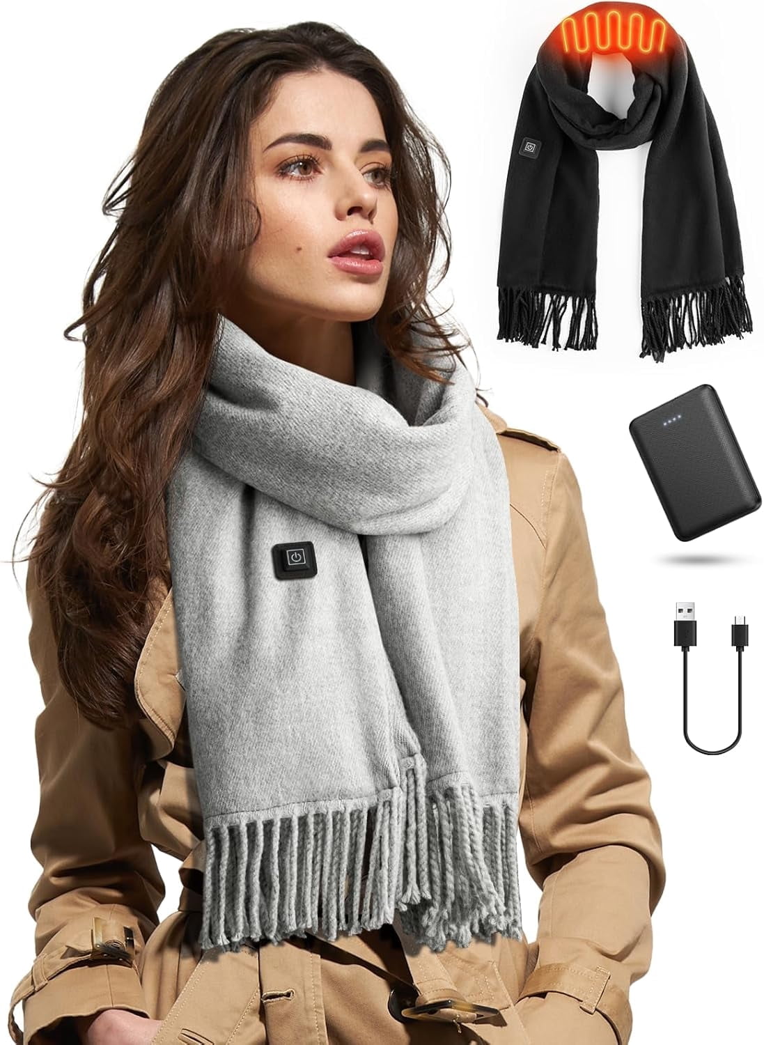 Heated Scarf for Women Men,Rechargeable Neck Warmer with 5500mAh ...