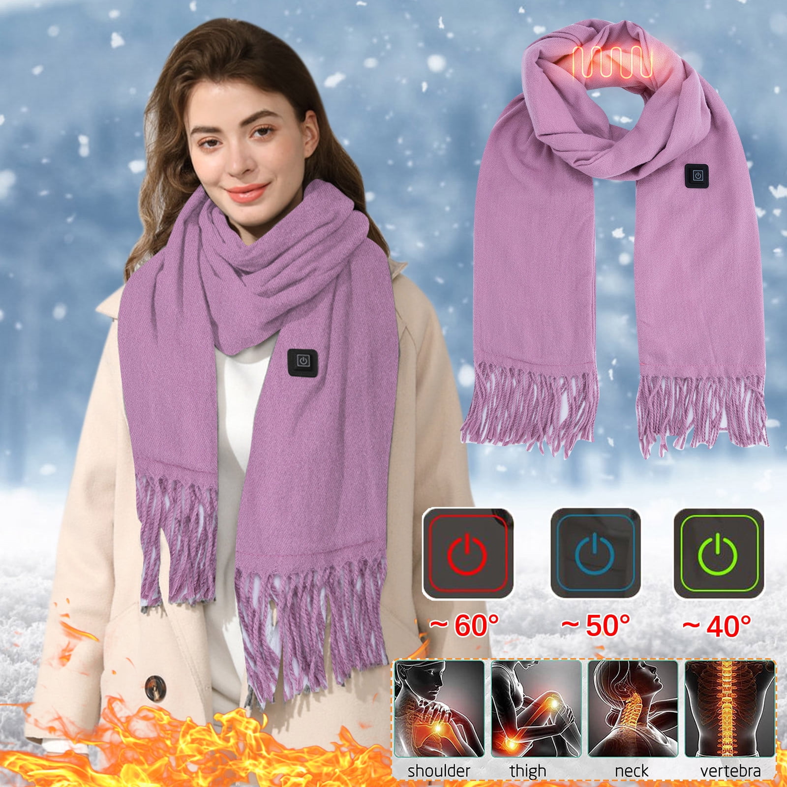 Heated Scarf for Women Rechargeable Heating Scarf Neck Warmer Winter ...
