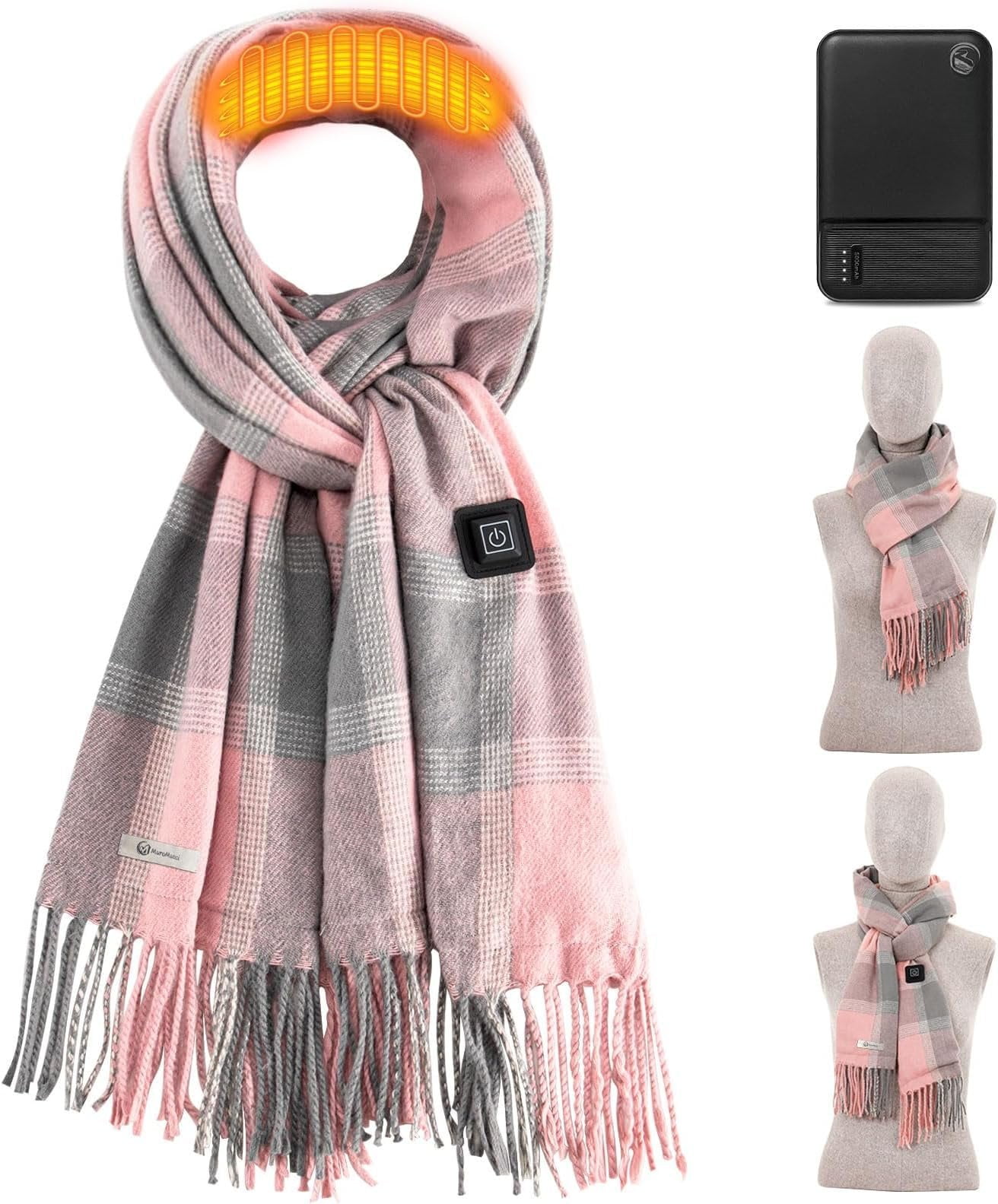 Heated Scarf for Women Rechargeable Warmer, Scarves for Men Winter Warm ...