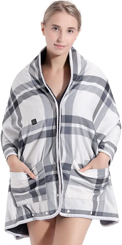 Heated Shawl USB Cordless Wrap Blanket 170x70cm, Electric with Auto ...