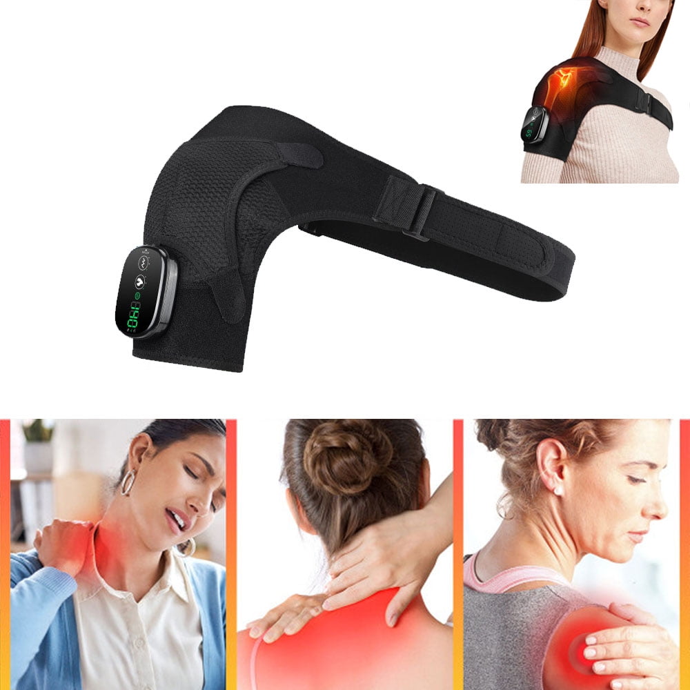 Heated Shoulder Brace Massage Rotator Cuff Support Compression Wrap ...