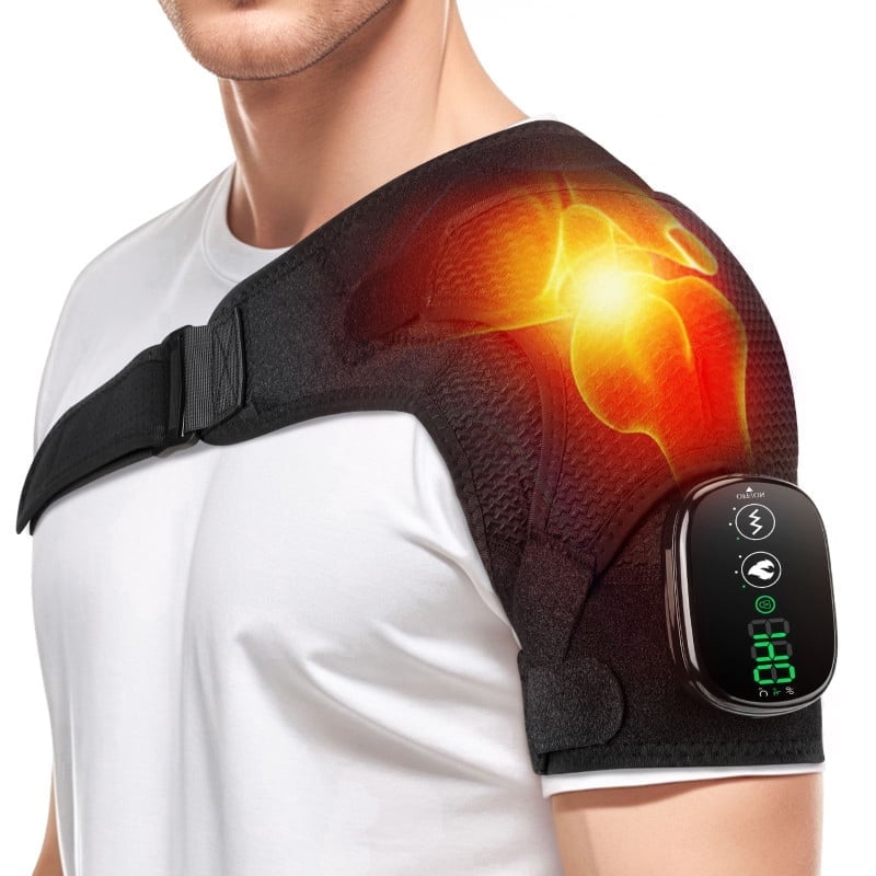Heated Shoulder Brace Massage Rotator Cuff Support Compression Wrap ...