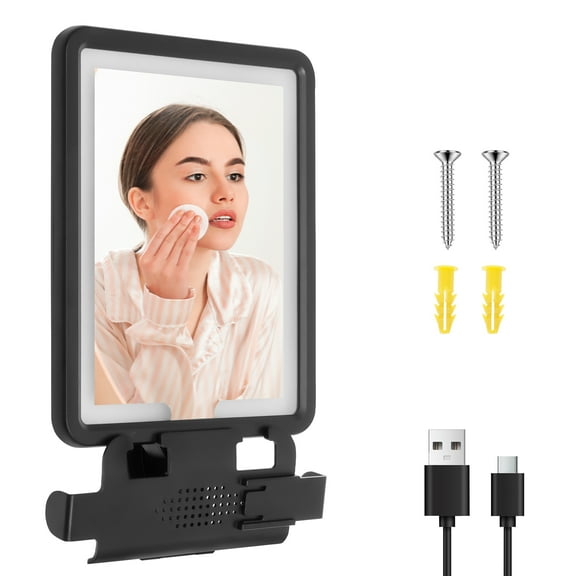 Heated Shower Mirror Fogless for Shaving, 360° Adjustable Lighted with ...