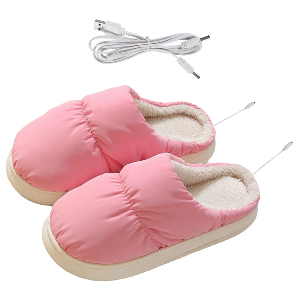 Heated Slippers Electric Foot Warmer Plush Heating Shoes Foot Heating ...