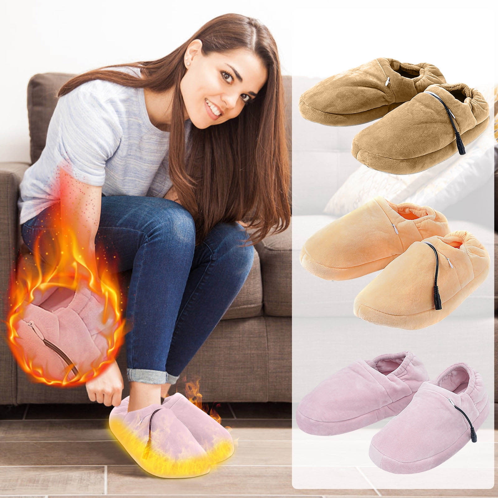 Heated Slippers - Foot Warmer For Men & Women,Heating Slippers,3 ...