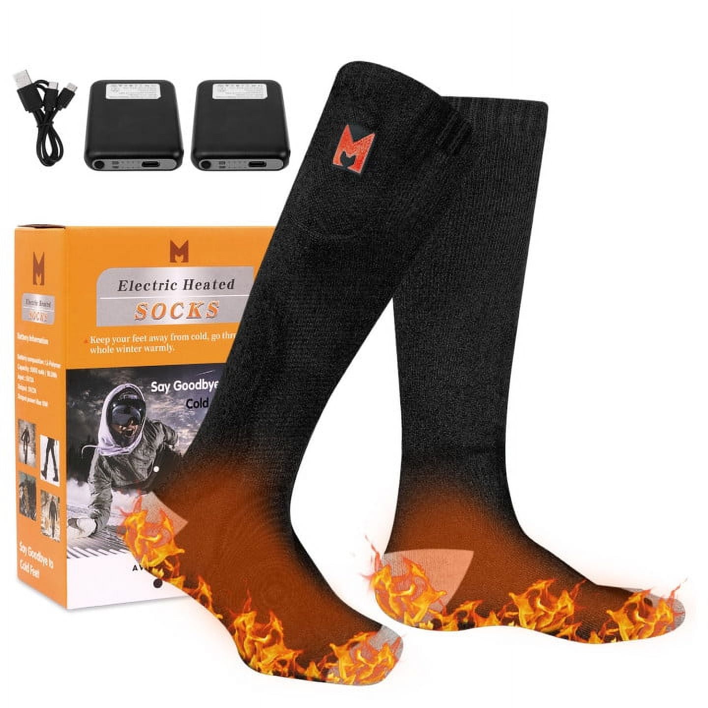 5000mAh USB Rechargeable Heated Socks, Warming Thermal Operated for ...