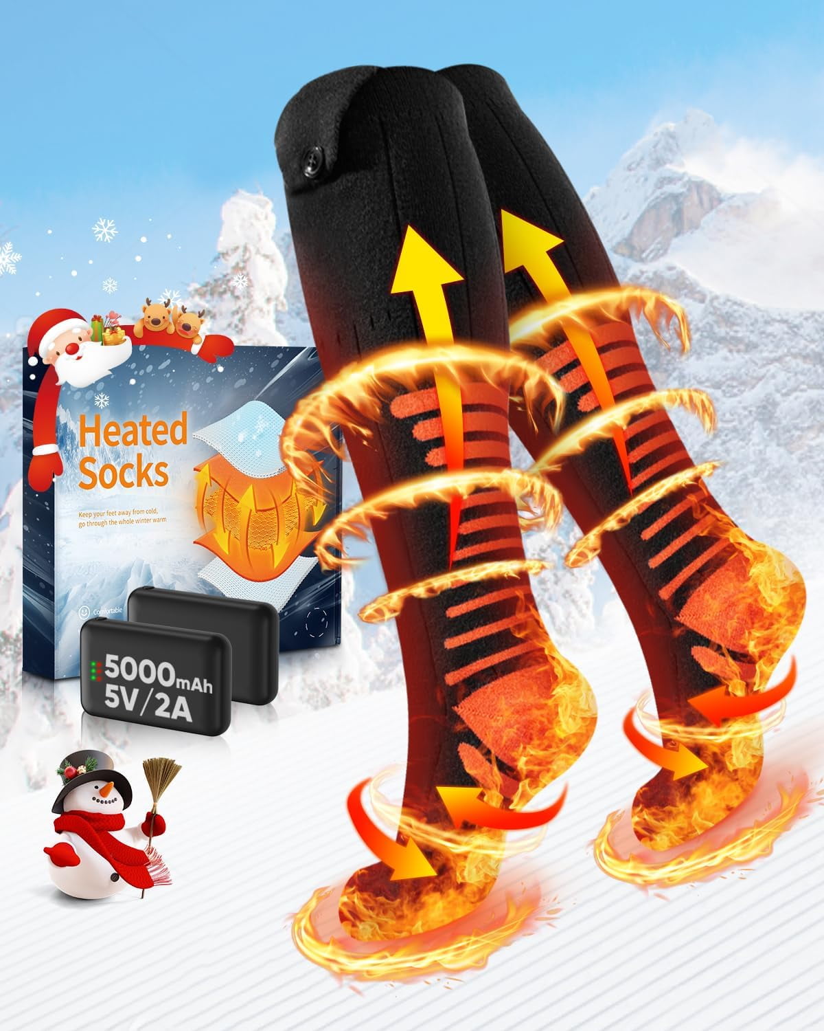 2026 Upgraded Heated Socks with APP Control, 2×5000mAh 5V Rechargeable ...