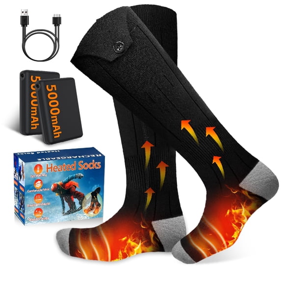 Heated Socks for Men - 5V5000mAh Rechargeable Battery Heat Up to 9 ...