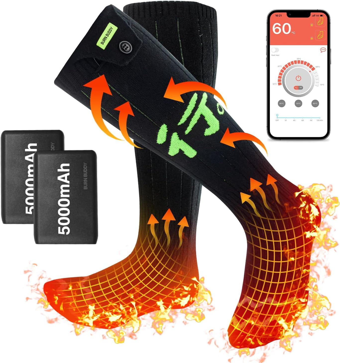 Heated Socks for Men Women,Rechargeable Heated Socks with 4 Heating ...
