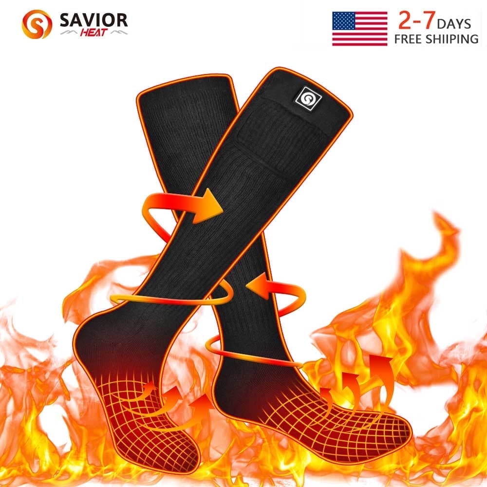 SAVIOR HEAT USB Insulated Battery Heated Socks for Men Women, Electric ...