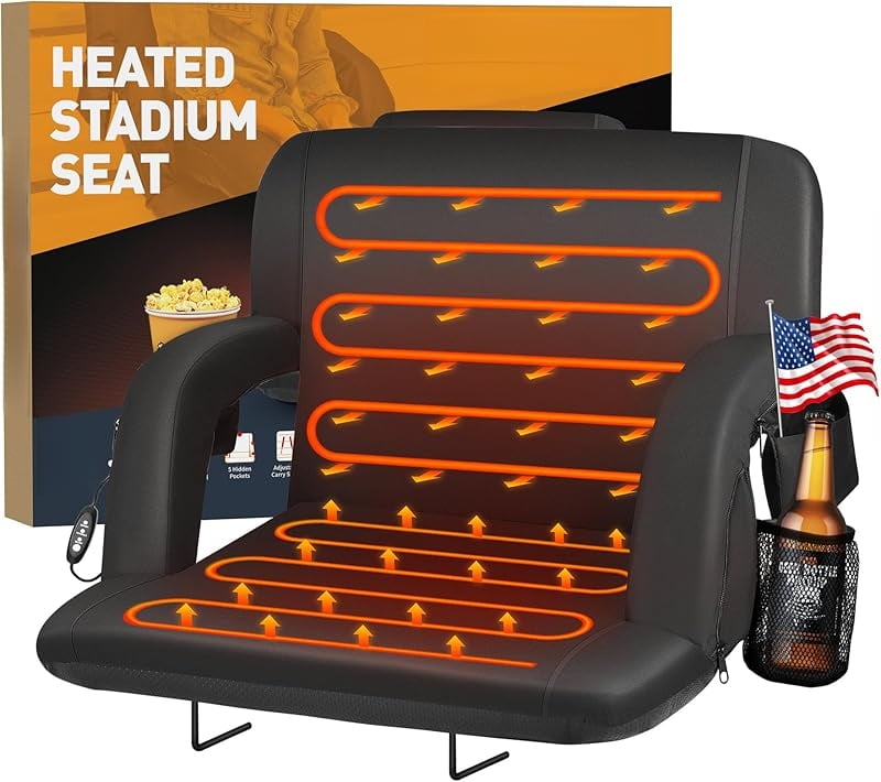 Heated Stadium Seats for Bleachers with Back Support and Wide Cushion ...