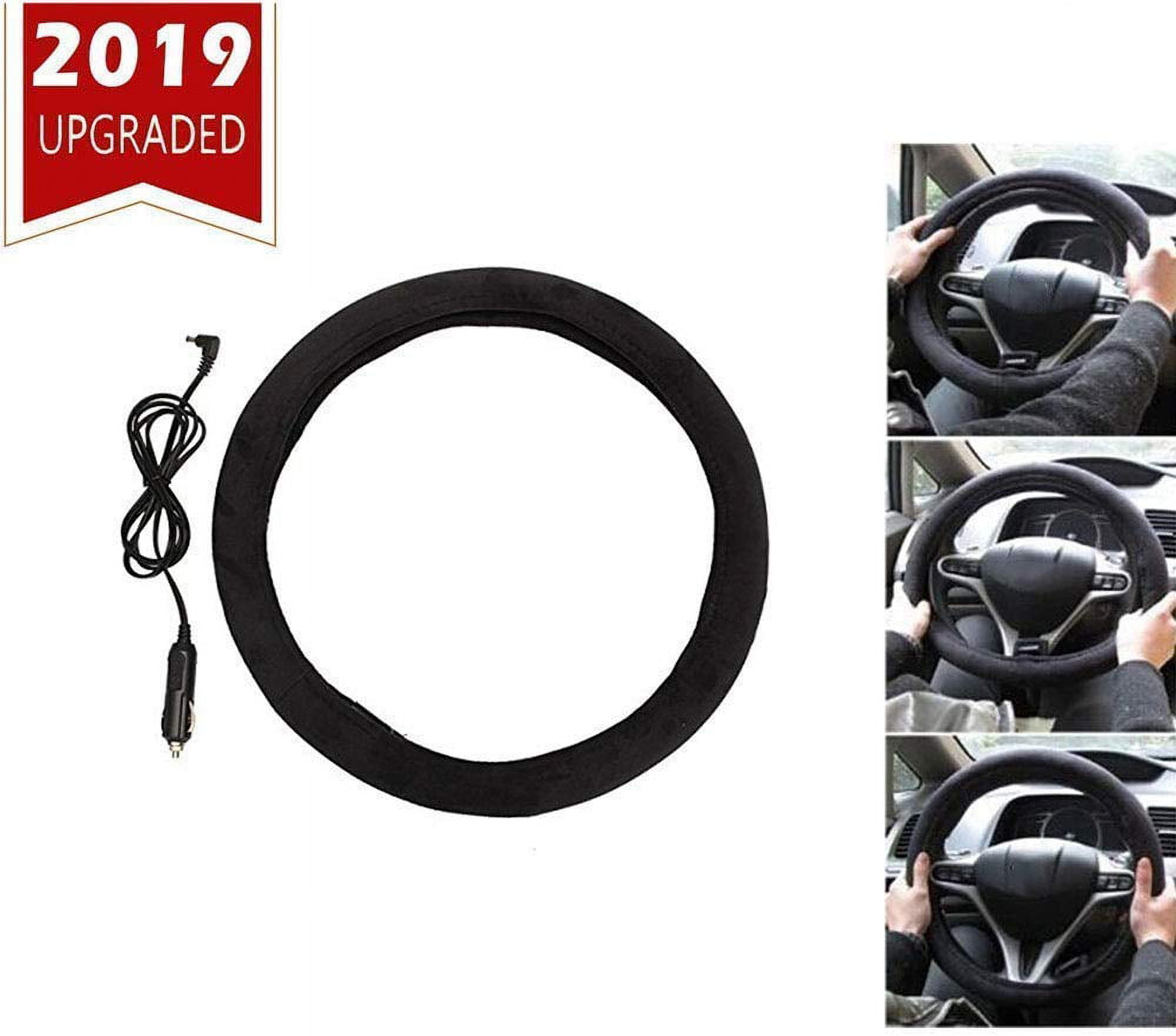 Heated Steering Wheel Cover, Auto Steering Wheel Black Protector Cover ...