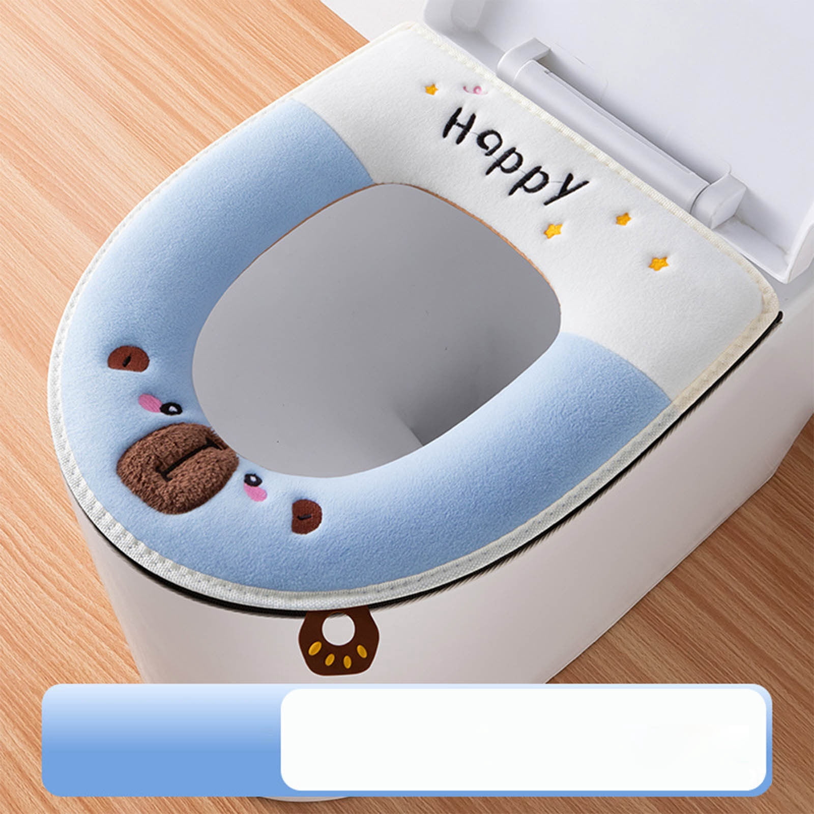 Heated Toilet Seat Cover with Soft Flannel Fabric, Non-Slip Elastic ...