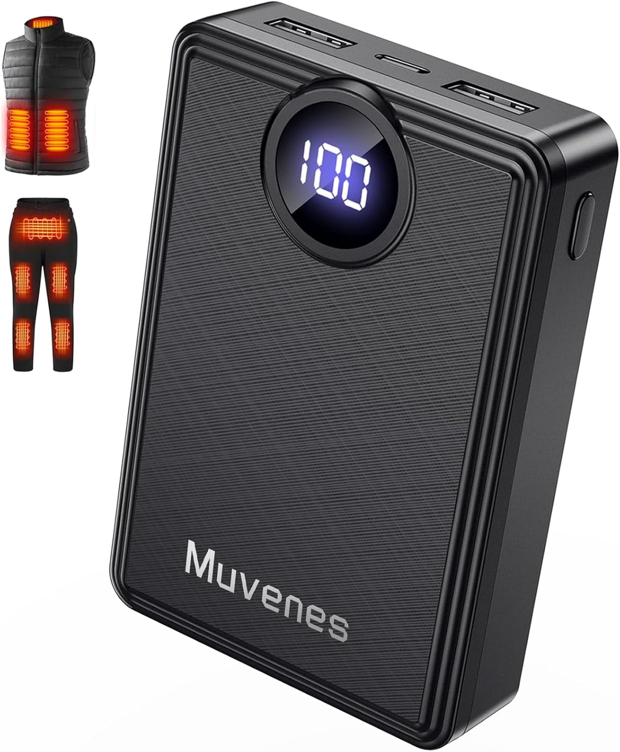 Heated Vest Battery Pack, Portable Power Charger 12000mAh 5V/2A Power ...