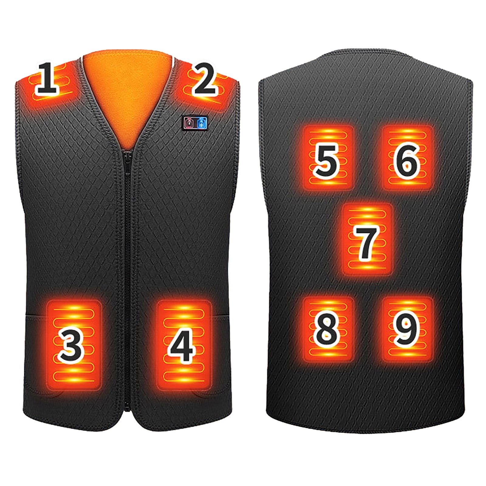 Heated Vest for Men 2 Heat Levels 9 Heat Zones Lightweight Electric ...