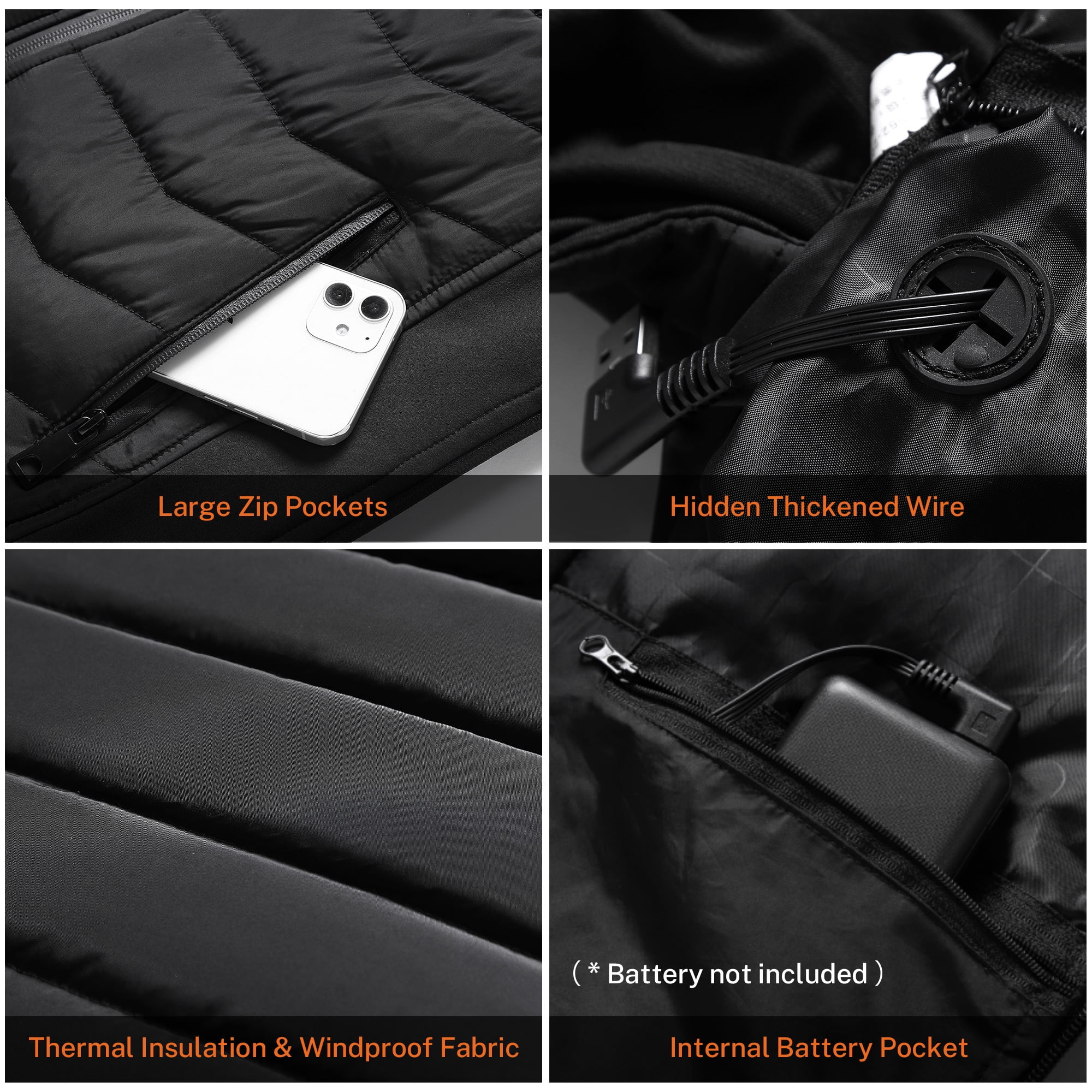 Heated Vest, Unisex Lightweight Electric Heating Vest 100°F - 130°F ...