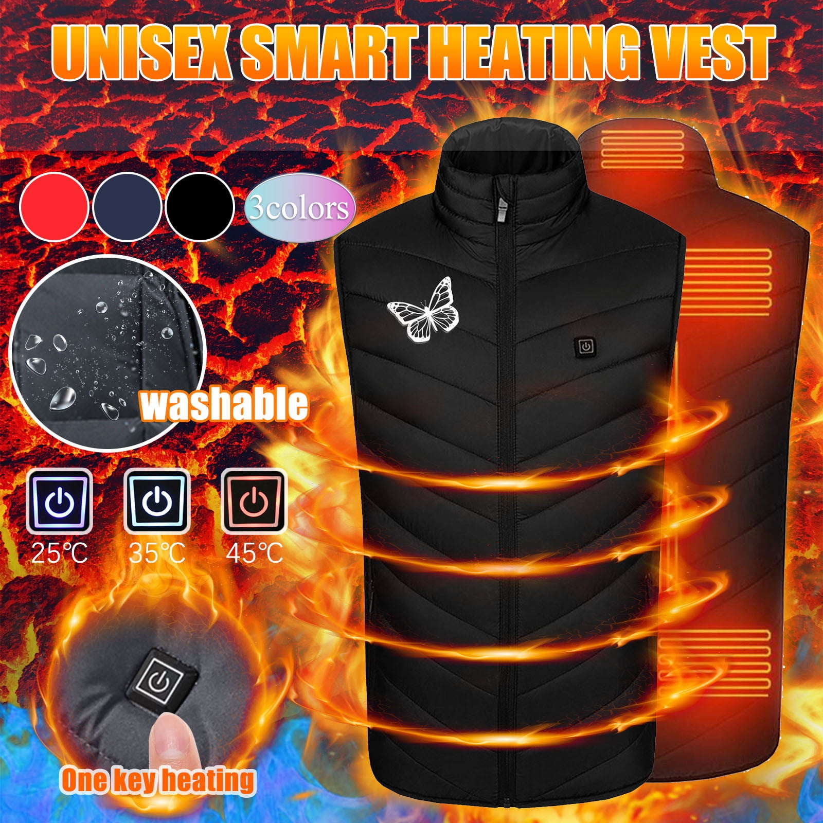 Heated Vest For Men Heated Vest With 3 Heating Levels For Men Women,4 Heating Zones Heated Vests