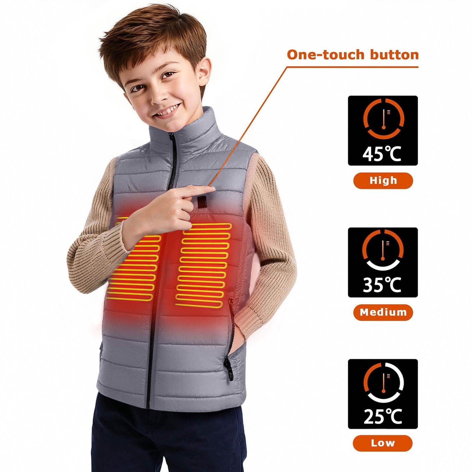 Heated Vests for Kids Girls Boys with 9 Heating Zones Intelligent ...