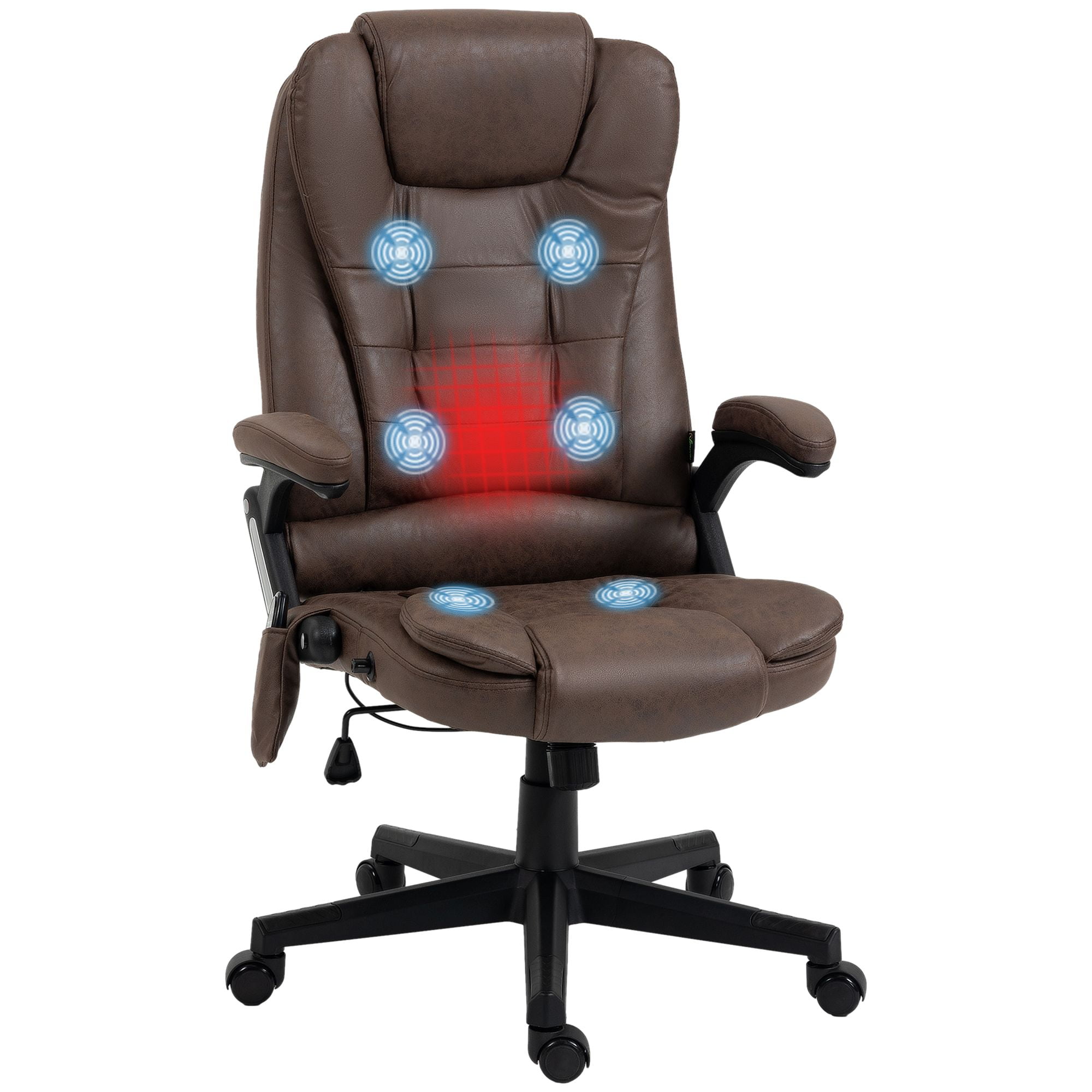 Heated Vibrating Massage Office Chair Linen High Back Desk Chair Coffee ...