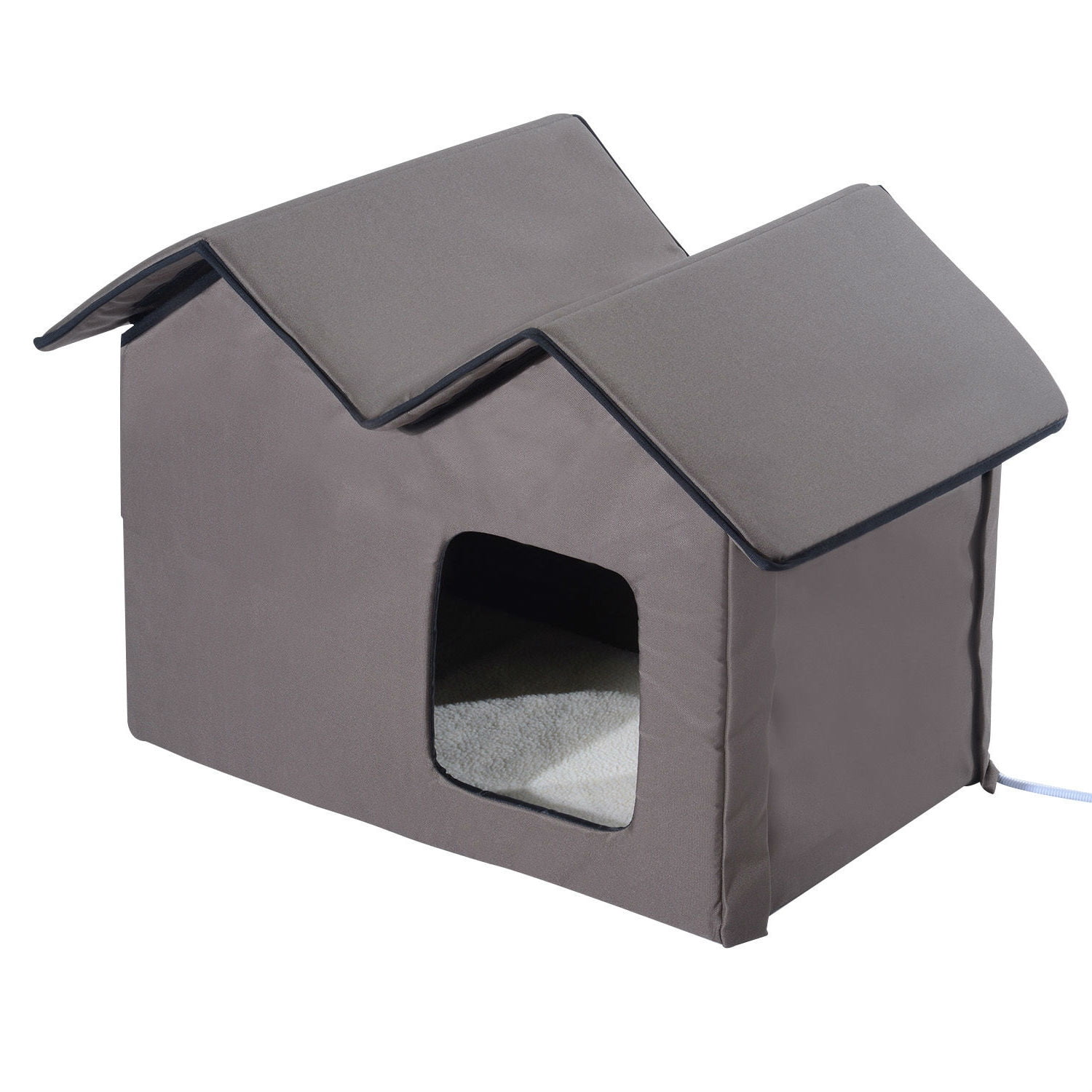 Heated Winter-Proof Pet Shelter, Double Wide Outdoor Cat Dog House ...