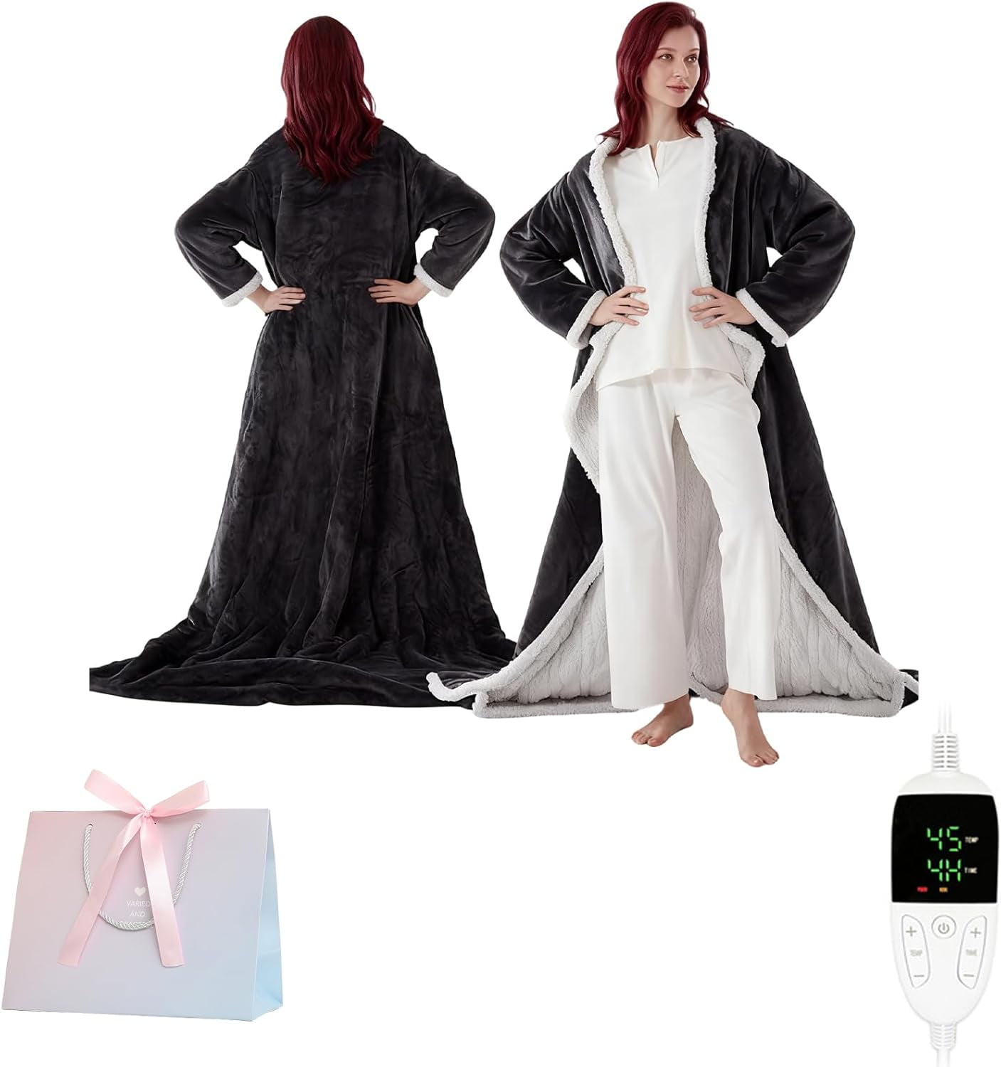 Heated Wearable Blanket with Feet, 2026 Upgrade Heated Wearable Blanket ...