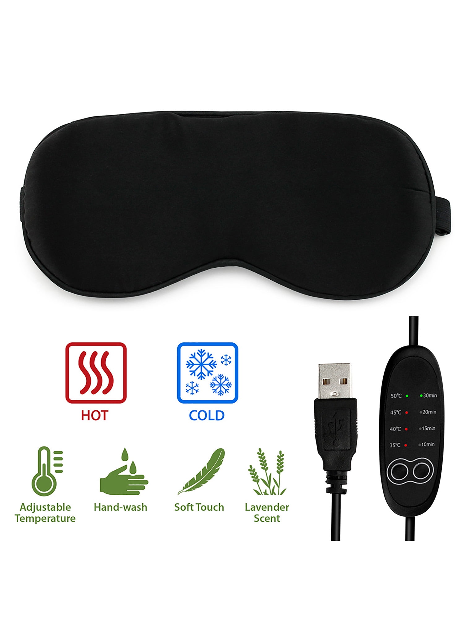 Walmart Heated Eye Mask with USB Control, Hot & Cold Pads, Cooling Gel ...