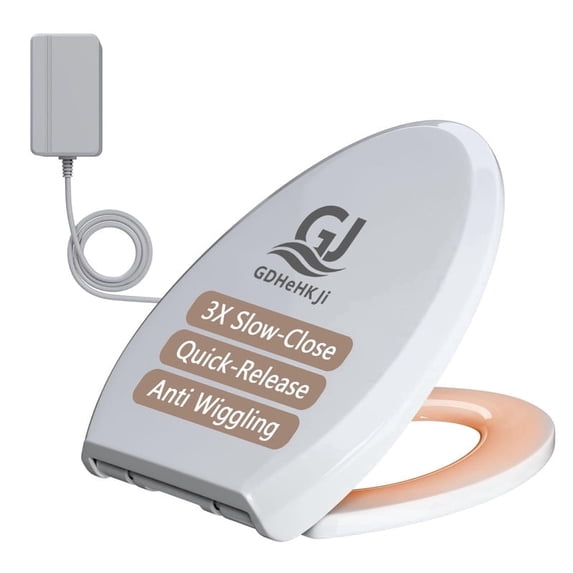 Heated elongated toilet seat with soft-close design, Constant ...