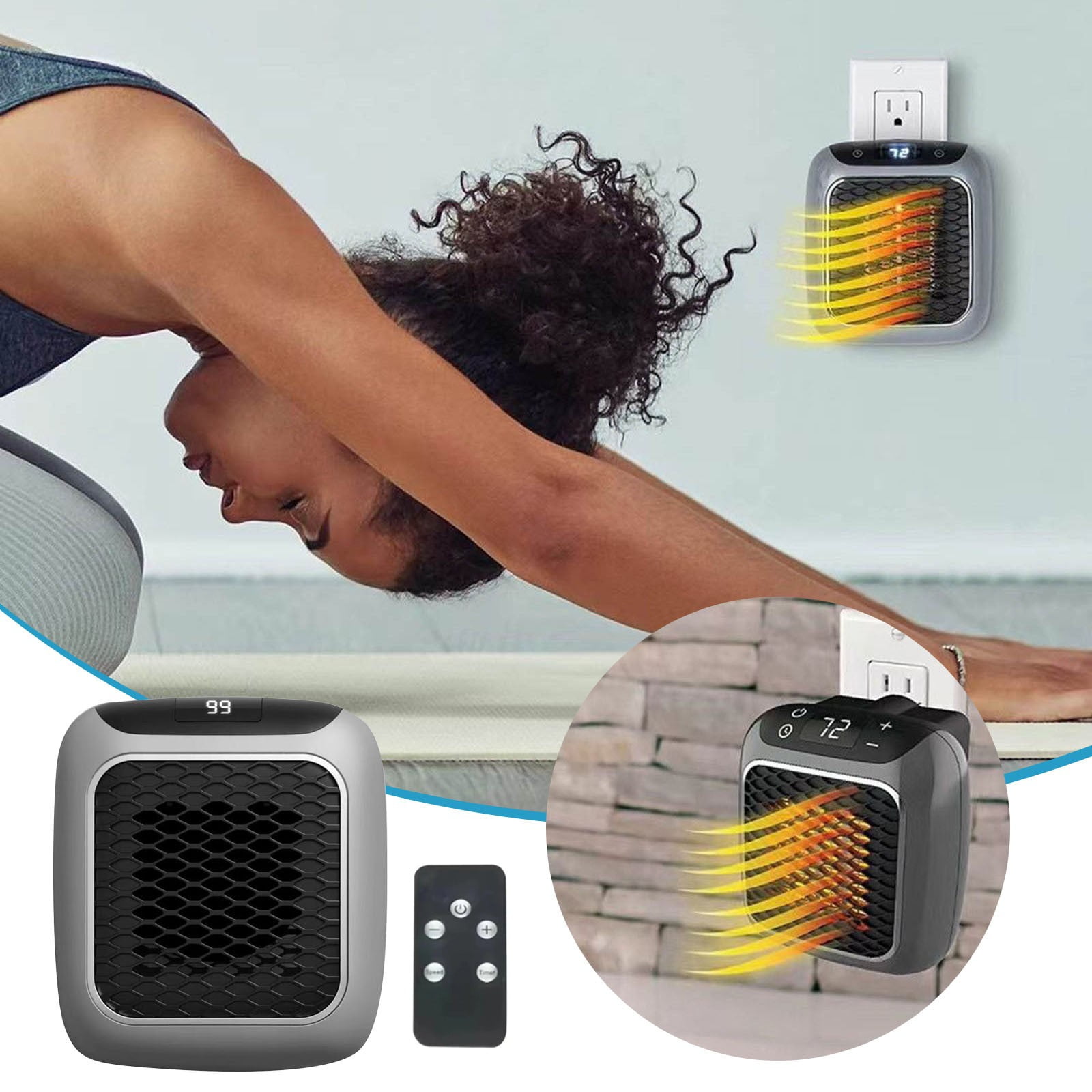 Heater Plug in Fan Ceramic with Remote Portable Heaters 800W Electric ...