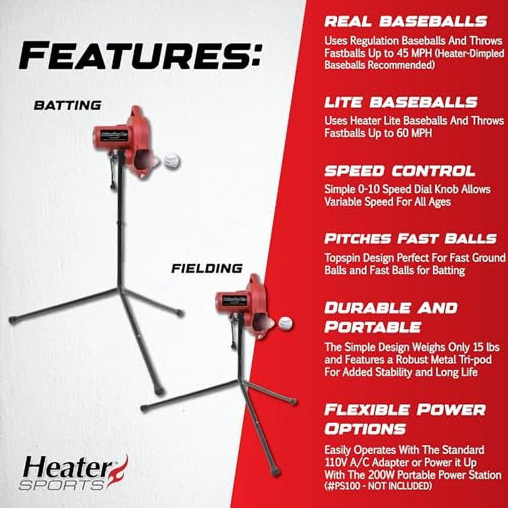 Heater Power Alley Pro Real Baseball Machine - Adjustable Design ...